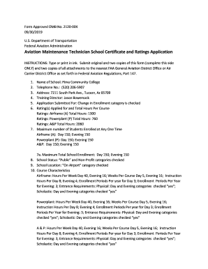 Fillable Online Aviation Program FAA Certification Form Approved Aug ...