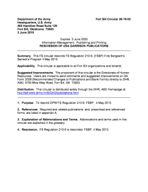 Fillable Online Department of the Army Fort Sill Circular 25-19-02 ...