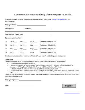 Fillable Online Canada Commuter Alternative form Fax Email Print ...