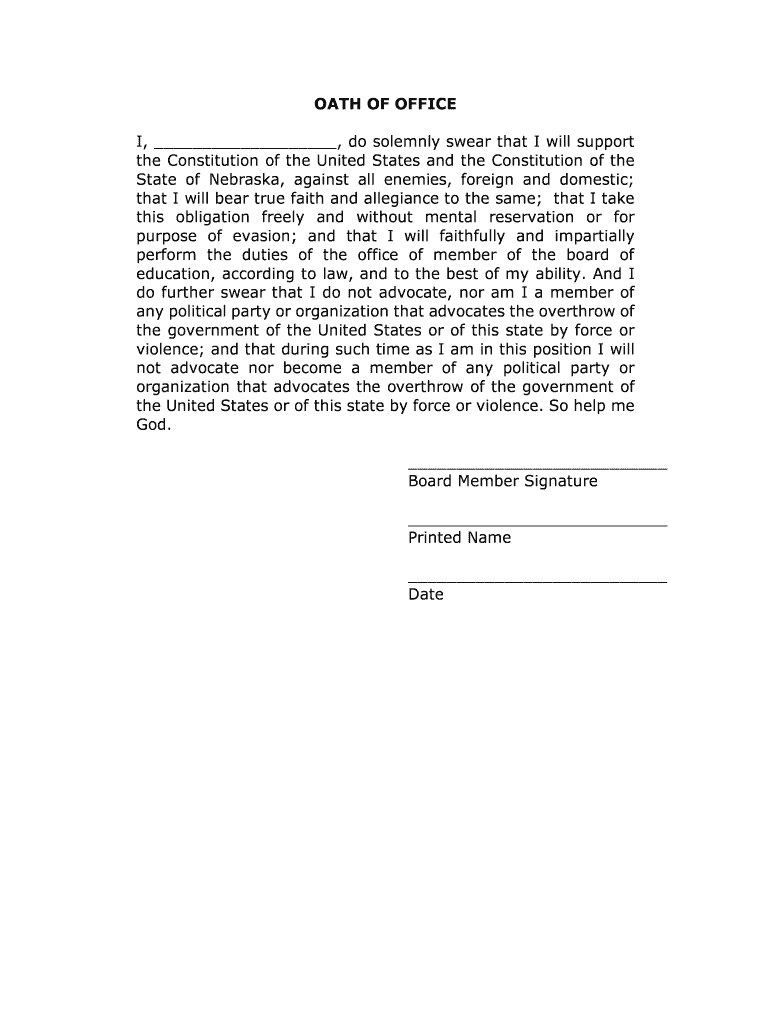 Fillable Online The Oath of Office and the Constitution - The United ...