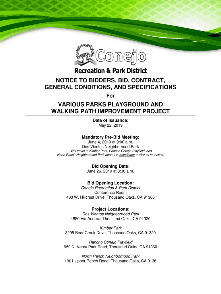 Fillable Online NOTICE TO BIDDERS, BID, CONTRACT, Fax Email Print ...