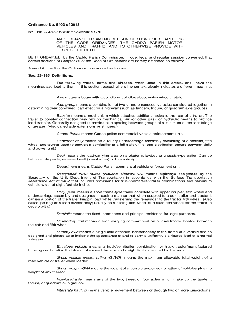 Fillable Online AN ORDINANCE TO AMEND CERTAIN SECTIONS OF CHAPTER 26 Fax Email Print - pdfFiller