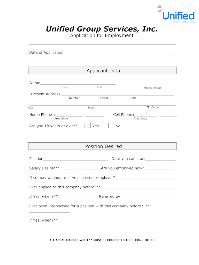 Fillable Online Unified Group Services, Inc. Fax Email Print - pdfFiller