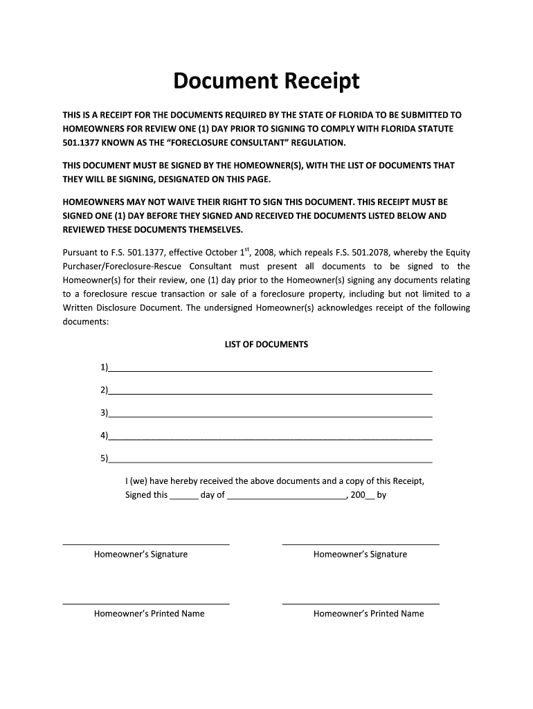 Fillable Online Document Receipt.doc Fax Email Print - pdfFiller