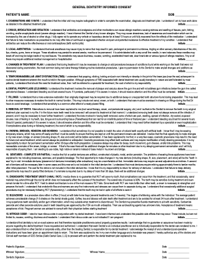 Fillable Online Onsite Dental Care - GENERAL DENTISTRY INFORMED CONSENT ...