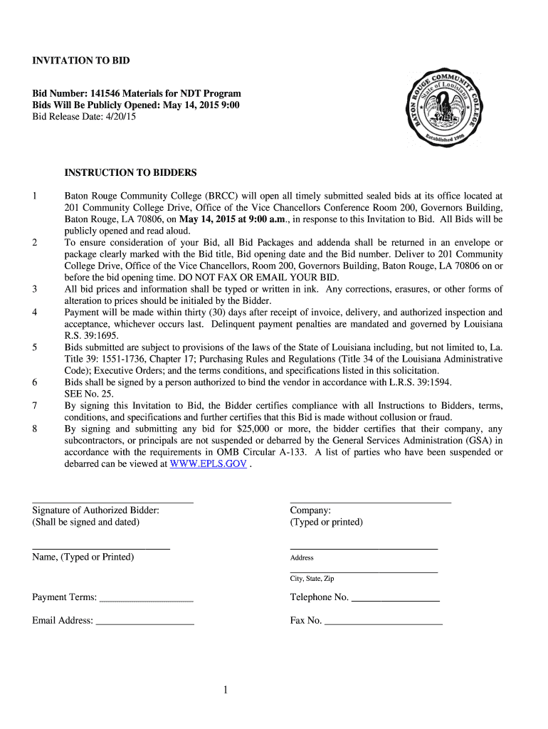 Fillable Online SPECIFICATIONS COVER SHEET Fax Email Print - pdfFiller