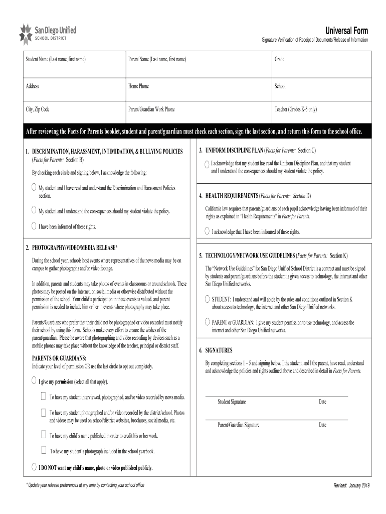 Universal Form English - San Diego Unified School District 2020-2021 ...