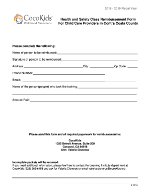 Fillable Online Request for Health and Safety Class Reimbursement Fax ...