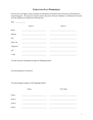 Fillable Online Parenting Plan Worksheet.doc Fax Email Print - pdfFiller
