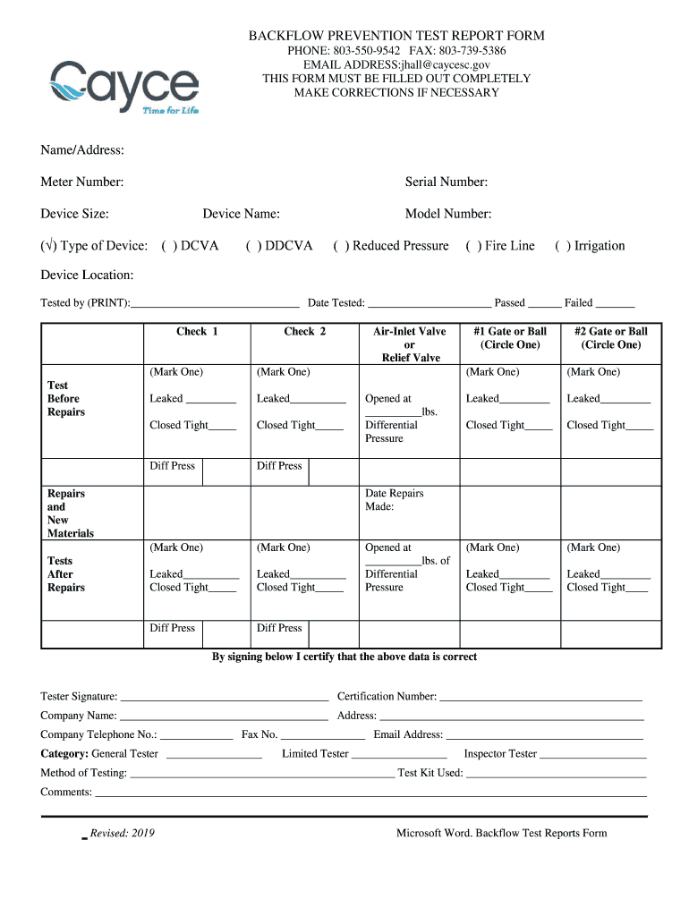 Fillable Online Backflow test form pdf" Keyword Found Websites Listing ...