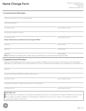 Fillable Online Name Change Form - GE Asset Management Fax Email Print ...