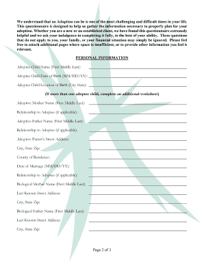Fillable Online Adoption Family Planning Worksheet from Heritage Law ...