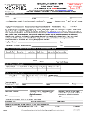 Fillable Online Total EXTRA COMPENSATION FORM for Instructional ...