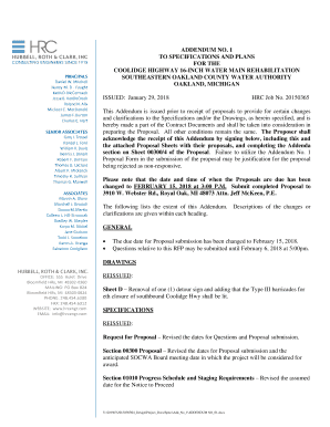 Fillable Online ADDENDUM NO. 1 TO SPECIFICATIONS AND PLANS FOR THE ...