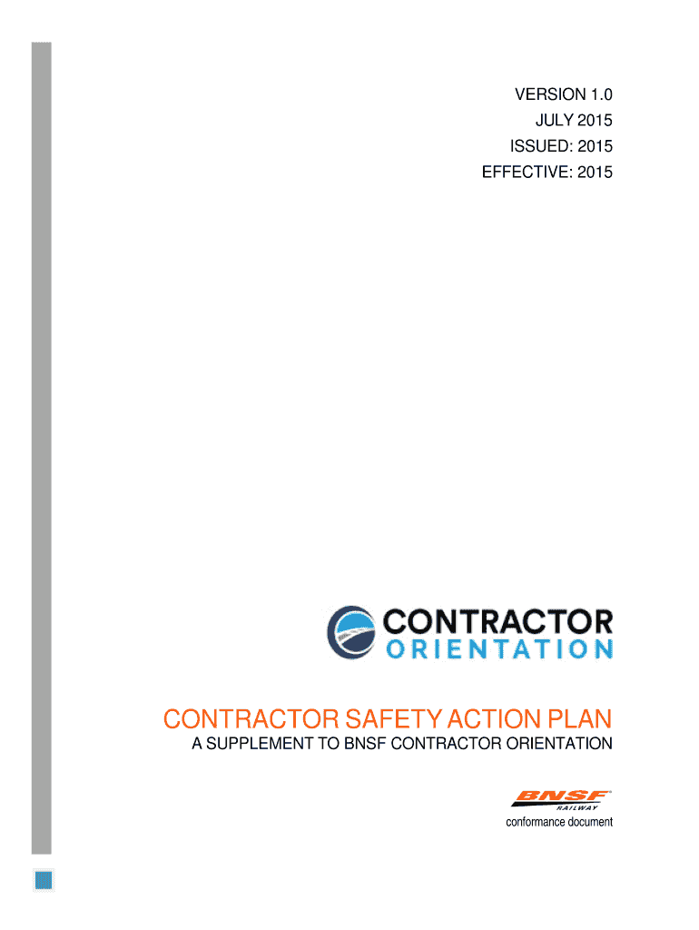 Fillable Online CONTRACTOR SAFETY ACTION PLAN. A supplement to BNSF ...