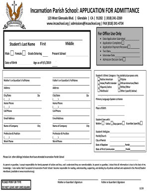 Fillable Online Student Application for High School (sample) Fax Email ...