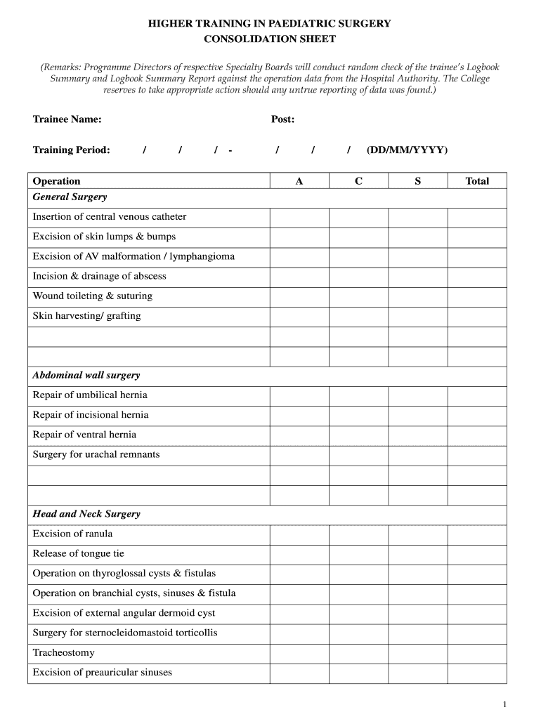 Fillable Online Logbook Summary - Paed Fax Email Print - pdfFiller