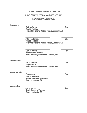 Fillable Online FOREST HABITAT MANAGEMENT PLAN POND CREEK NATIONAL ...