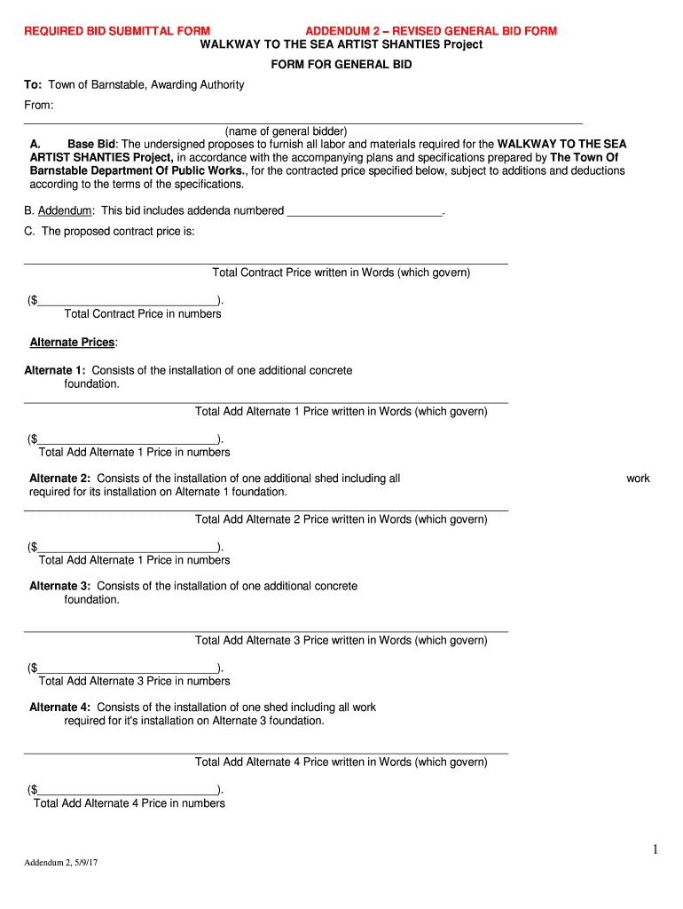 Fillable Online REQUIRED BID SUBMITTAL FORM Fax Email Print - pdfFiller
