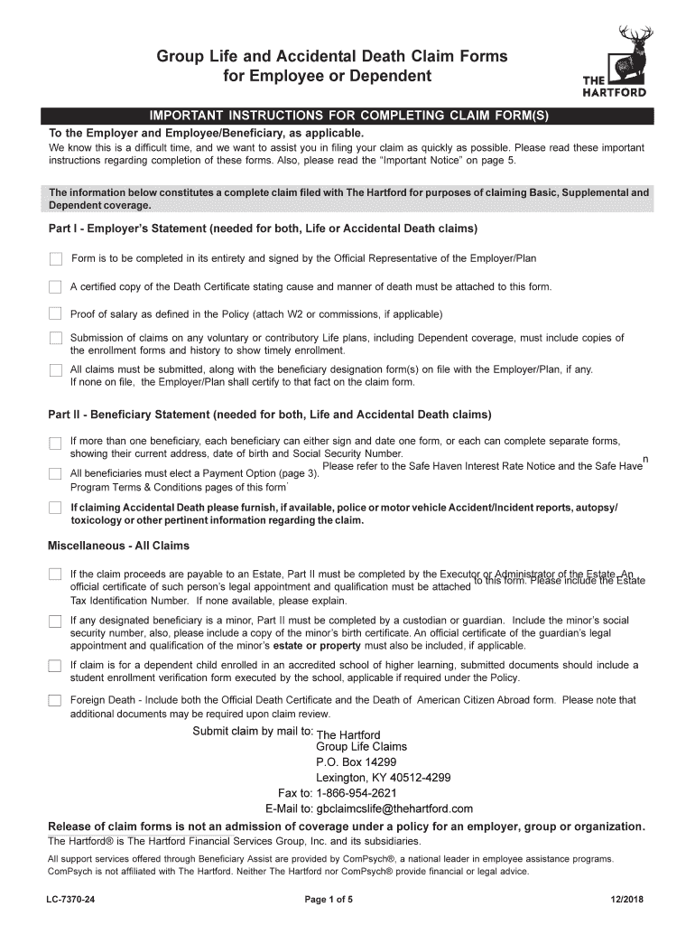 Fillable Online Group (Stand Alone) Accidental Death & Dismembermen ...