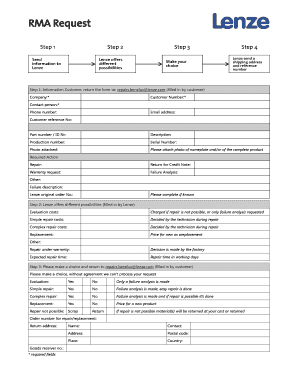 Fillable Online RAM request form Lenze BeNeLux Fax Email Print - pdfFiller