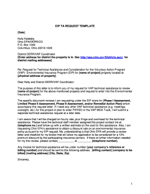 Fillable Online eip ta request template - Ohio EPA - Ohio.gov Fax Email ...