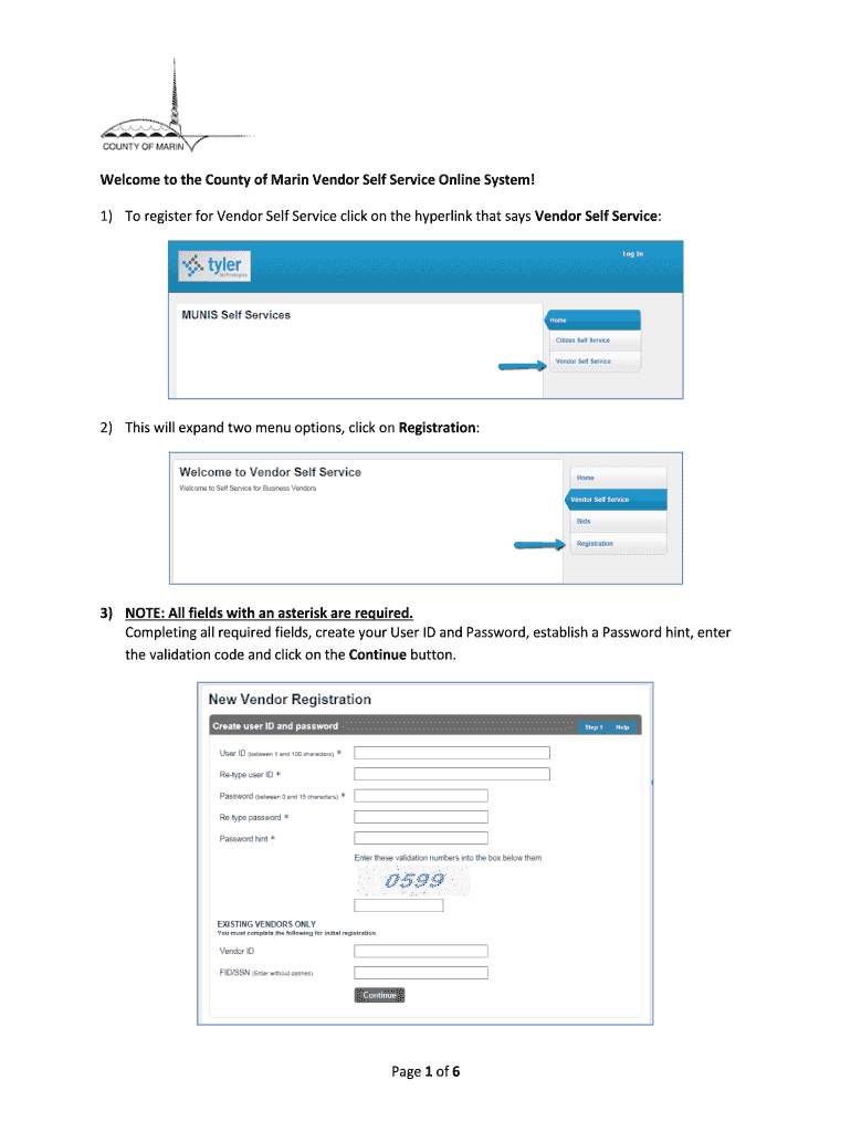 Fillable Online Vender Self Service Registration Guide Fax Email Print ...