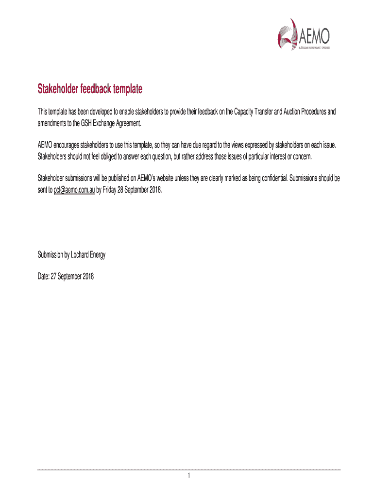 Fillable Online Attachment 1 Stakeholder feedback template - Gas Market ...
