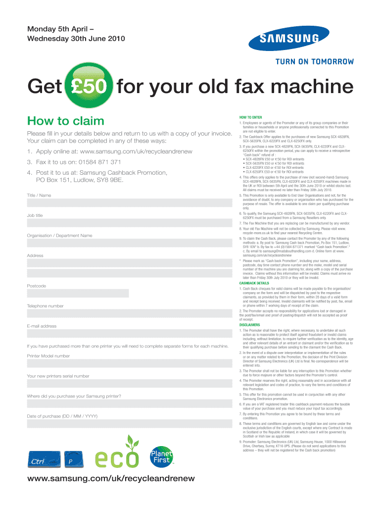 Fillable Online Recycle and Renew - Claim Form - High Res.pdf Fax Email ...