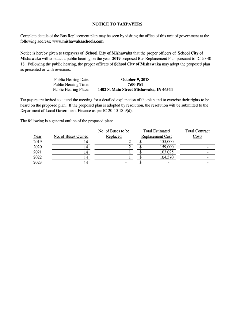 Fillable Online School Bus Replacement Plan Template 2015 - School City of ... Fax Email Print ...