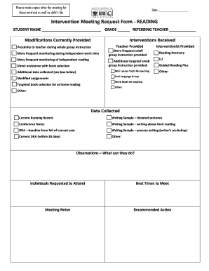 Fillable Online Intervention Meeting Request Form Fax Email Print ...