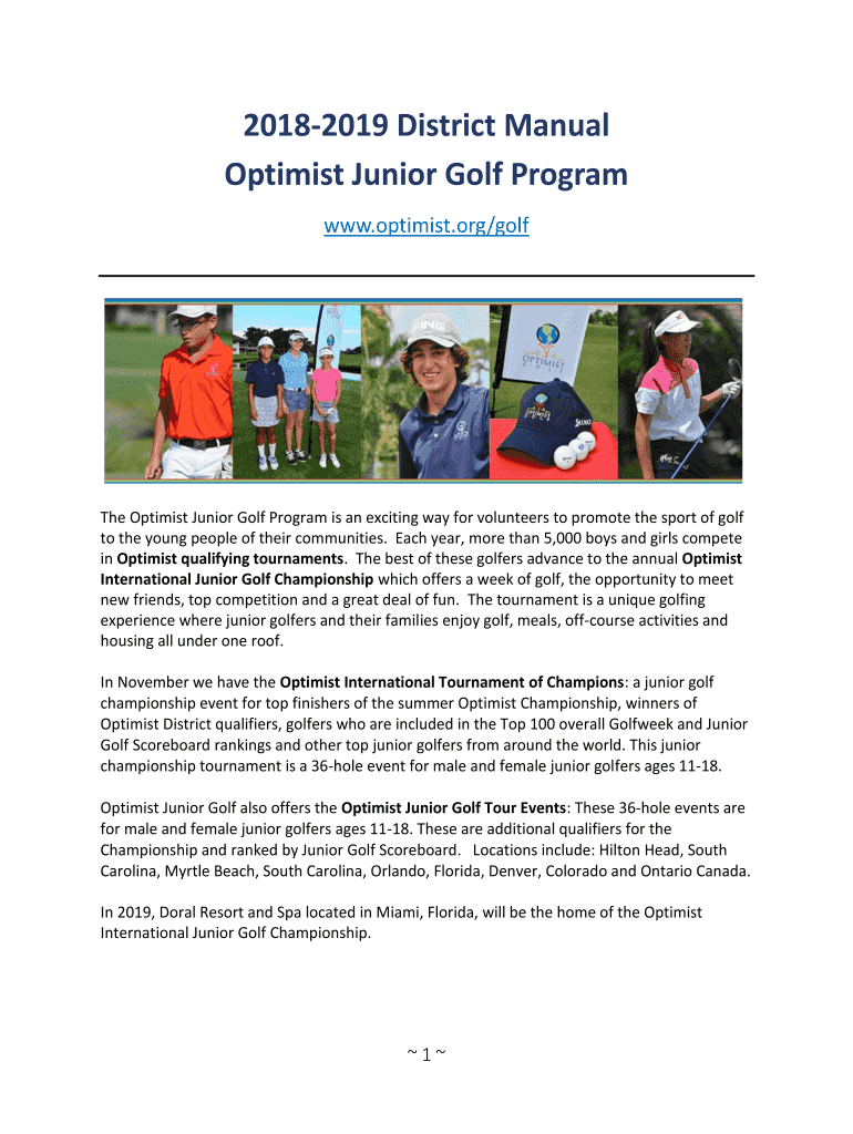 Fillable Online The Optimist Junior Golf Program is an exciting way for ...
