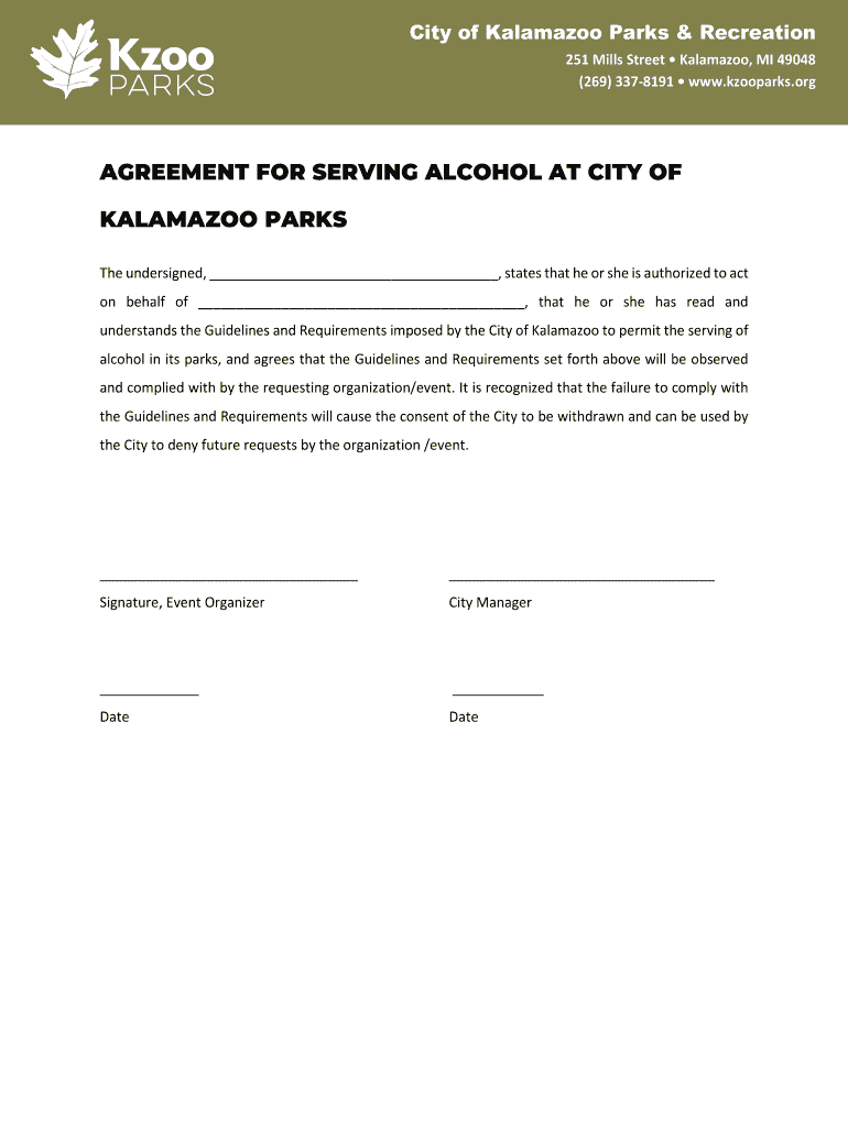 Fillable Online Information and Agreement for Serving Alcohol ...