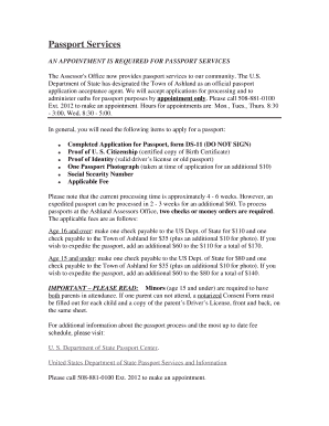 Fillable Online Passport Application Acceptance Services Fax Email ...