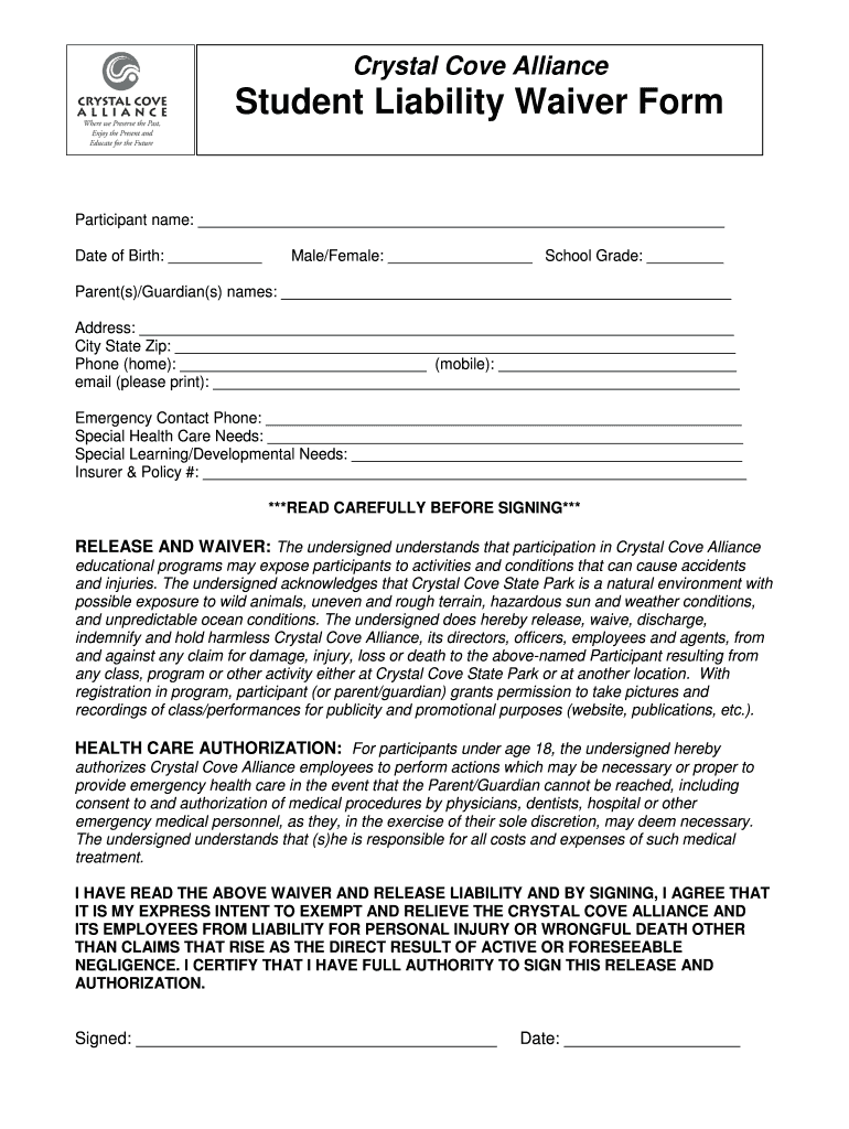 Fillable Online school waiver form extracurricular activites ...