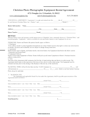 Fillable Online Rental Agreement - LensRentals.com - Rent Lenses and ...