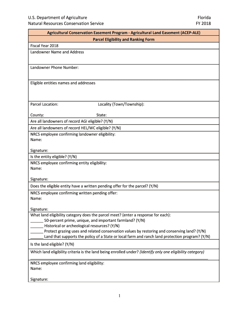 Fillable Online Agricultural Conservation Easement Program Agricultural ...