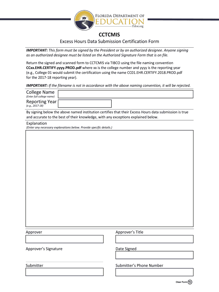 Fillable Online Excess Hours Certification Form Fax Email Print - pdfFiller