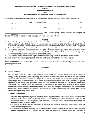 Fillable Online Interconnection Agreement for A Non-Customer-owned ...