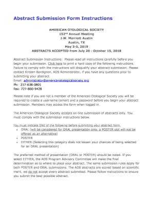 Fillable Online Abstract Submission Form Instructions Fax Email Print ...