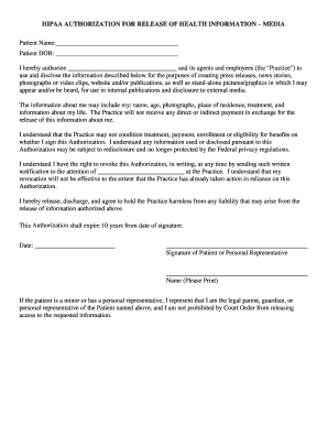 Fillable Online Sample HIPAA Authorization Form - Ciox Health Fax Email ...