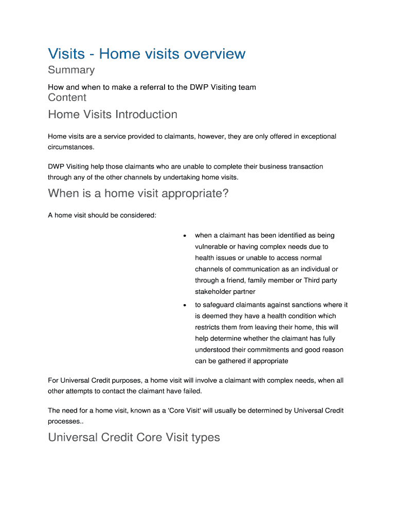 Dwp Home Visit Letter - Fill Online, Printable, Fillable, Blank | pdfFiller