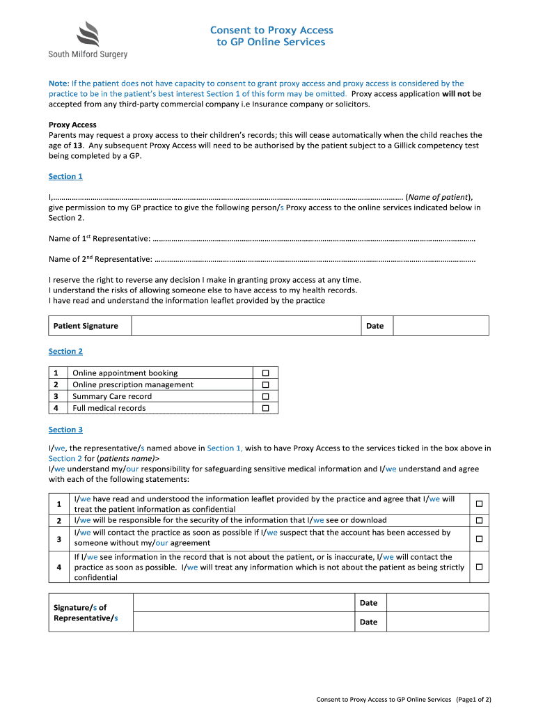 Fillable Online Consent to Proxy Access Fax Email Print - pdfFiller