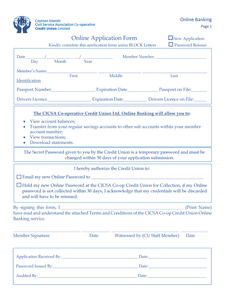 Fillable Online Personal Online Banking Form v16.ai - CICSA Credit ...