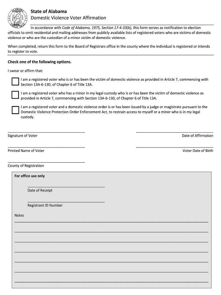 Fillable Online Motor Vehicle Affidavit - Alabama Department of Revenue ...