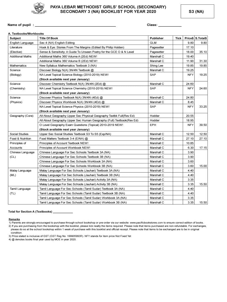 Plmgss Booklist - Fill Online, Printable, Fillable, Blank | pdfFiller