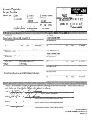 Fillable Online Form 410 (Statement of Organization Recipient Committee) for Rene Sanchez-Chew ...
