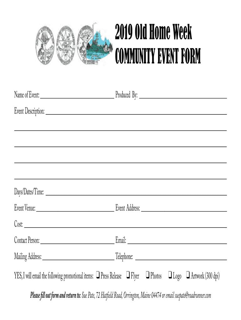 Fillable Online COMMUNITY EVENT FORM Fax Email Print - pdfFiller