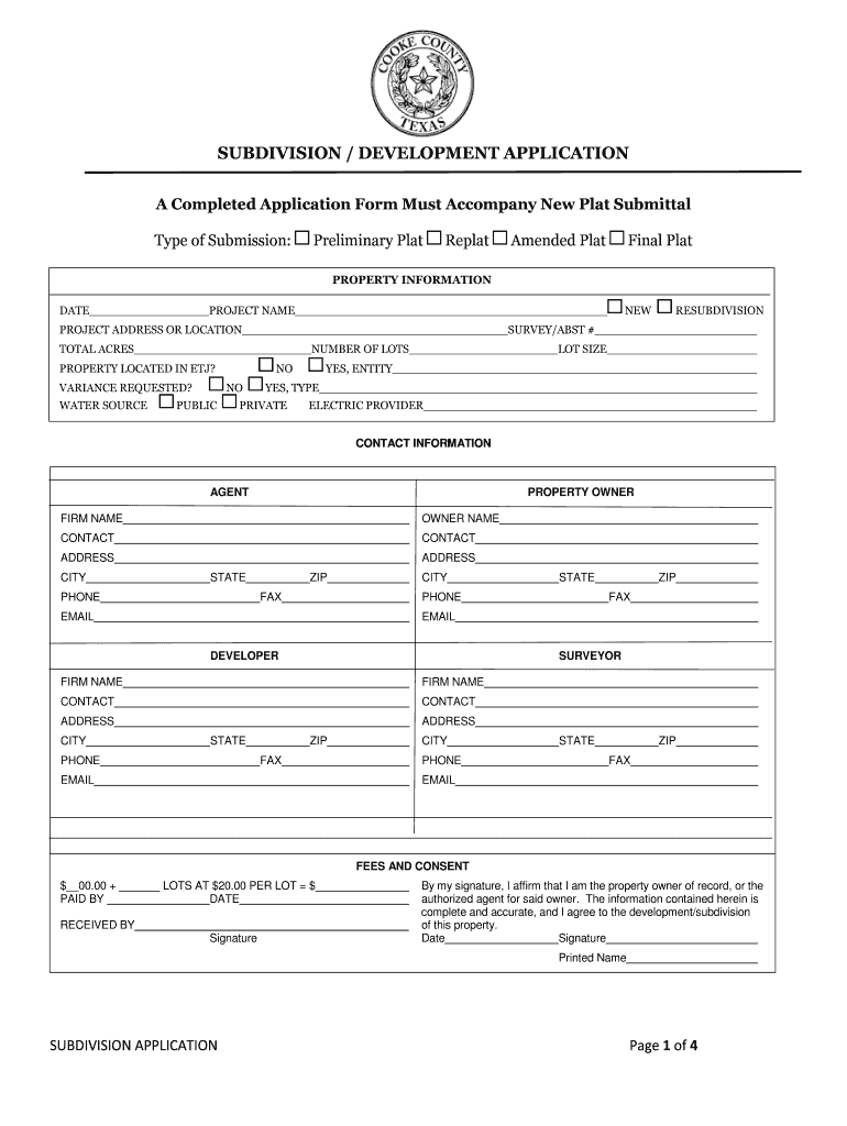 Fillable Online Preliminary Plat application form - Village of ...