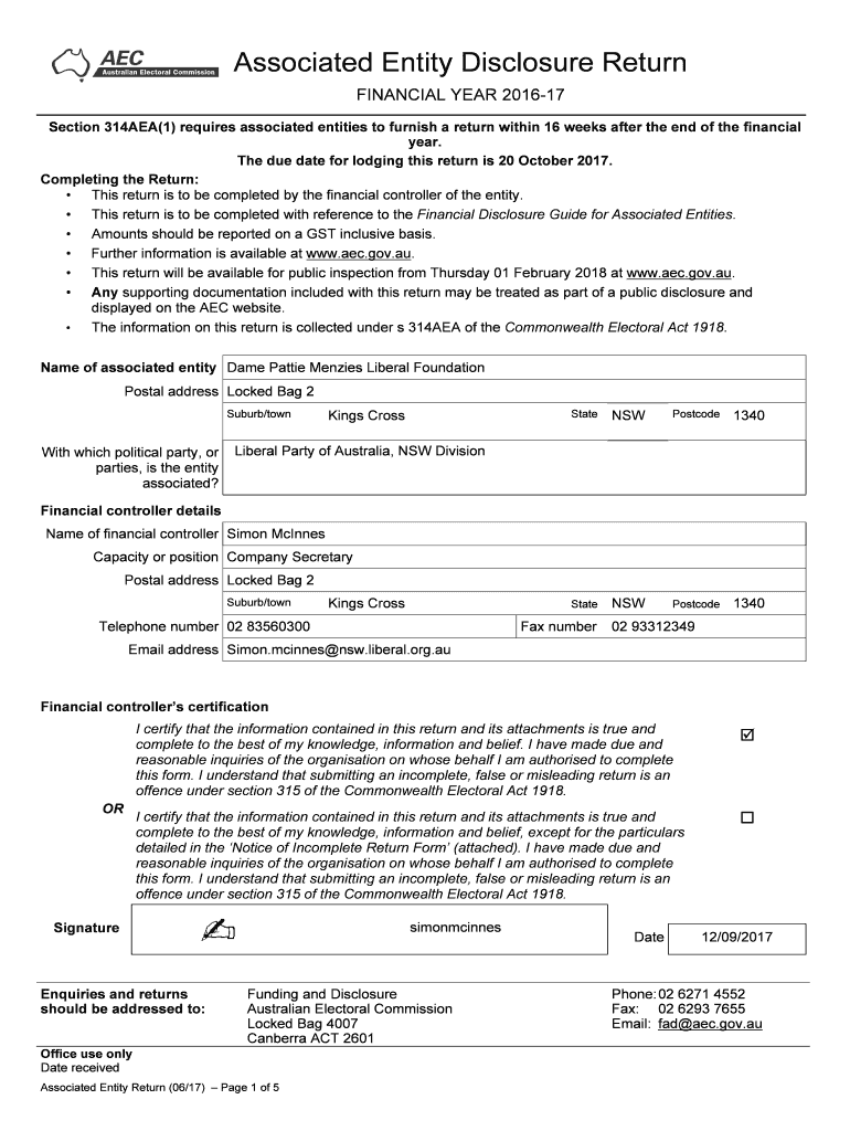 Fillable Online periodicdisclosures aec gov Perth Trades Hall Inc ...